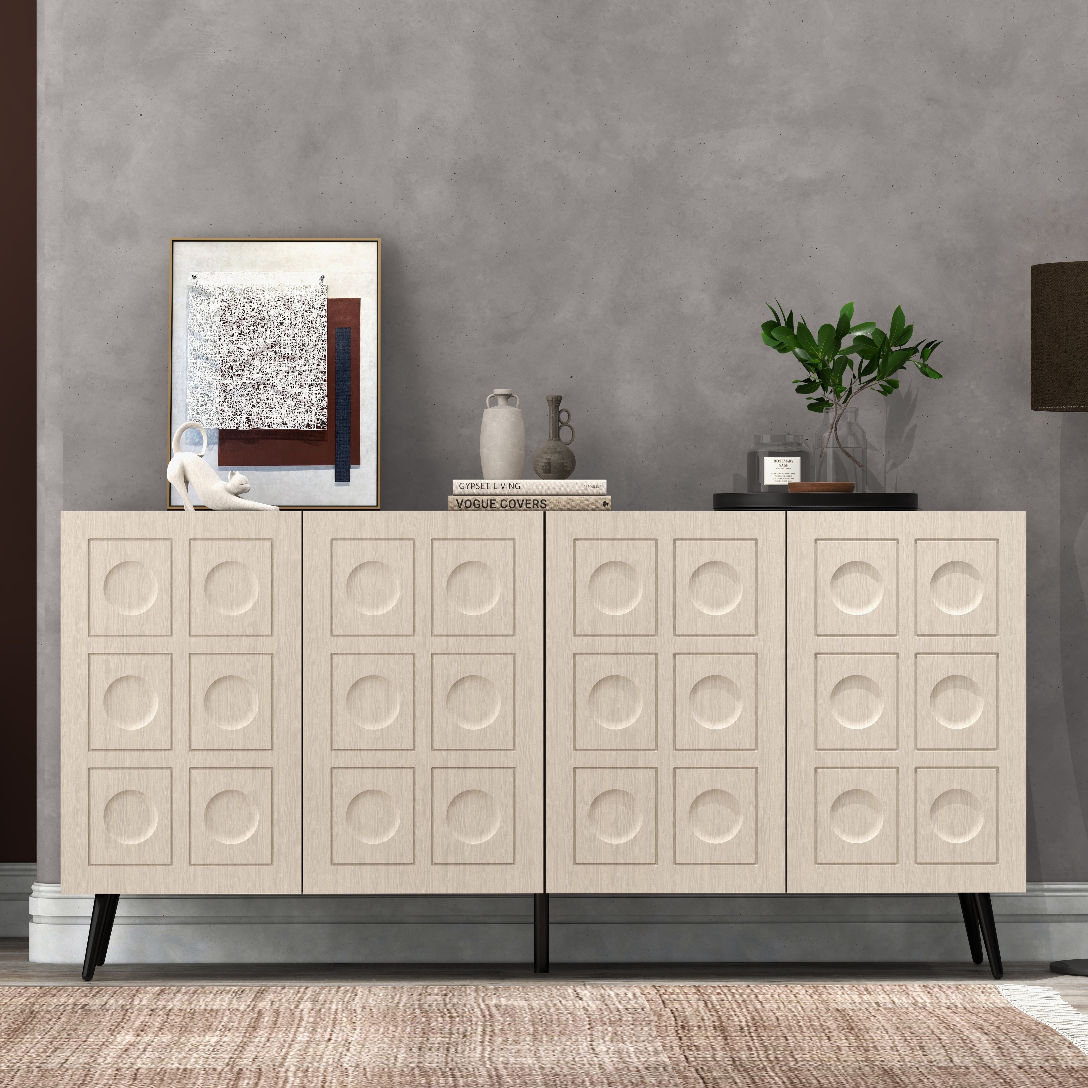 Sideboard Buffet Storage Cabinet Set with Door for Kitchen Dining Room, Accent Cabinet for ...